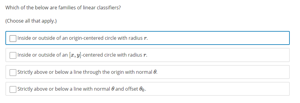 Solved Which of the below are families of linear | Chegg.com