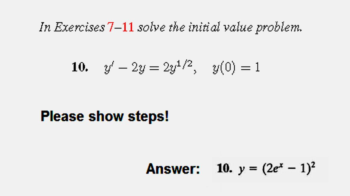Solved In Exercises 7-11 solve the initial value problem. | Chegg.com