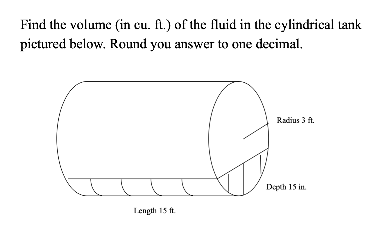 Solved Find the volume (in cu. ft.) of the fluid in the | Chegg.com