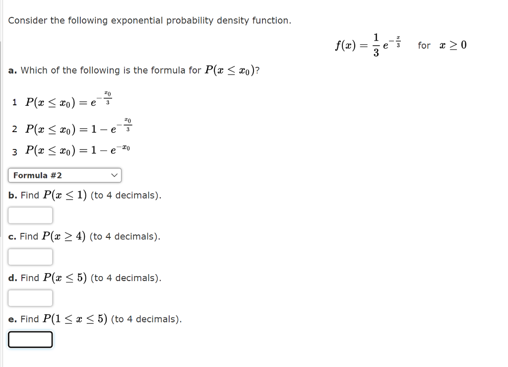 Solved Consider the following exponential probability | Chegg.com