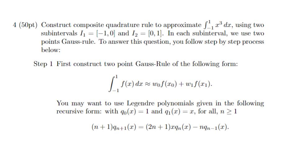 Solved (50pt) Construct composite quadrature rule to | Chegg.com