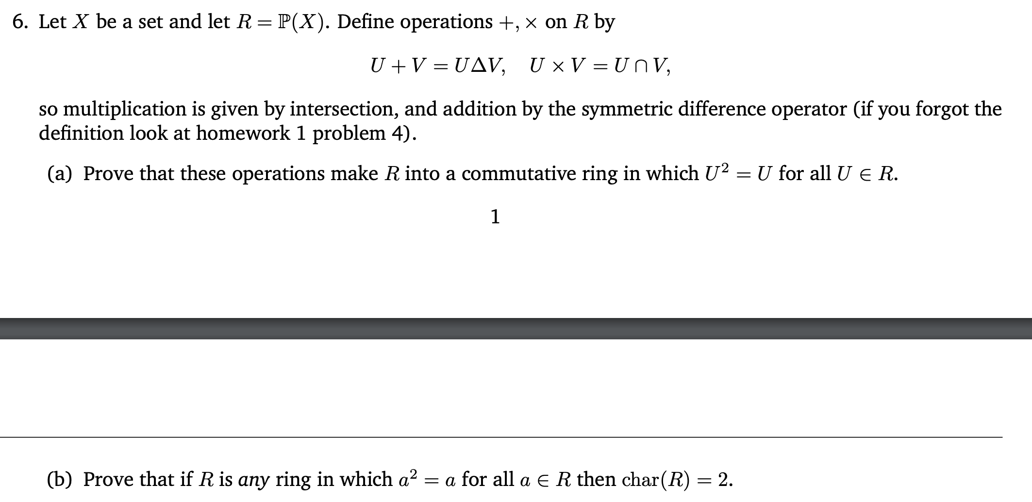 Solved Let x ﻿be a set and let R=P(x). ﻿Define operations,+× | Chegg.com