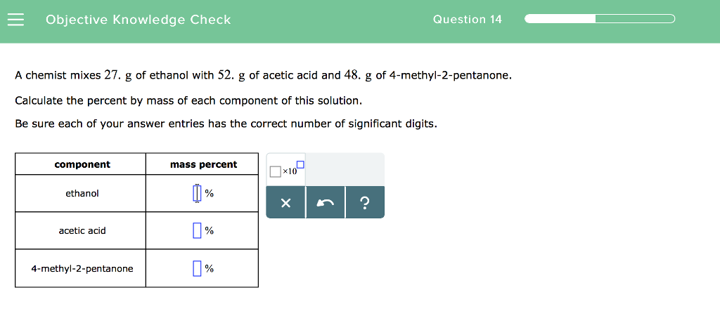 Solved E Objective Knowledge Check Question 14 A chemist | Chegg.com