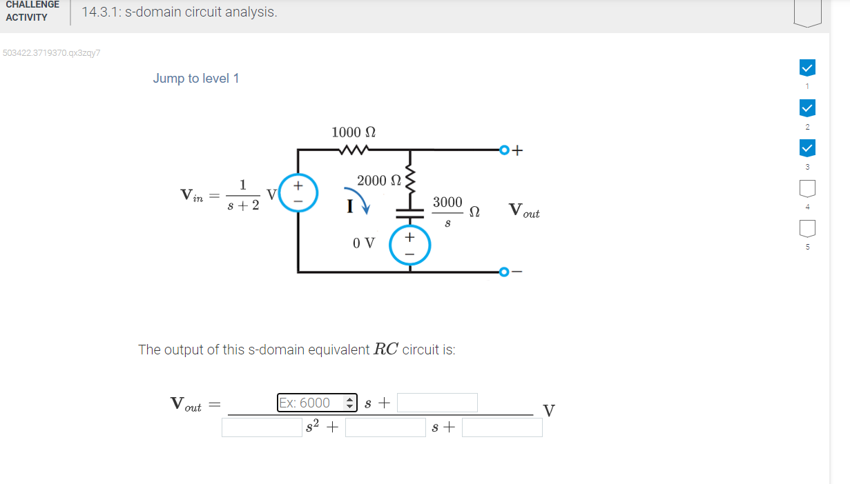 Solved Jump to level 1The output of this s-domain equivalent | Chegg.com