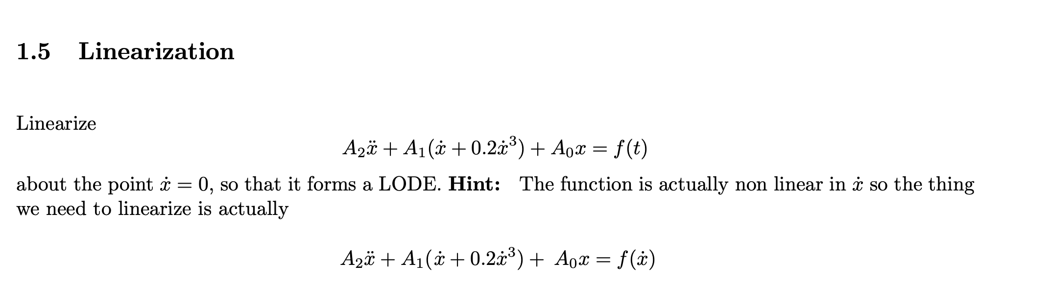 Solved 1.5 Linearization Linearize | Chegg.com