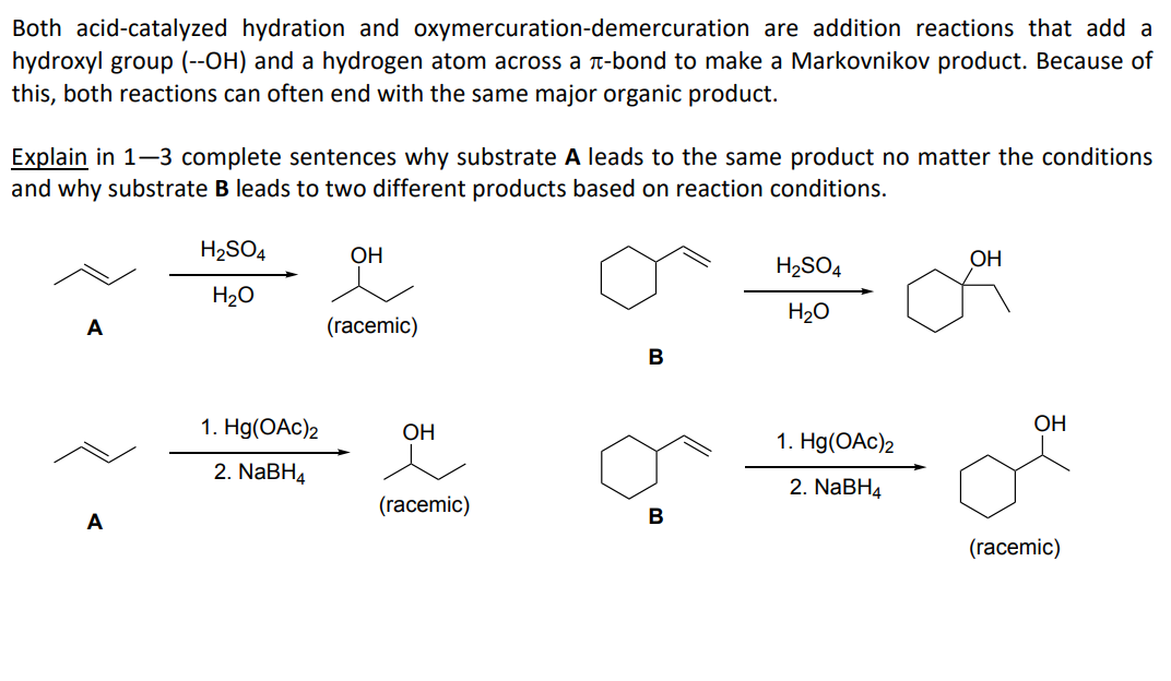 Solved Both acid-catalyzed hydration and | Chegg.com