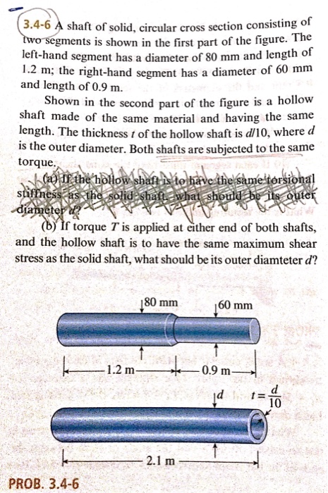 Solved 34-6A shaft of solid, circular cross section | Chegg.com