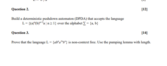 Question 2.Build a deterministic pushdown automaton | Chegg.com