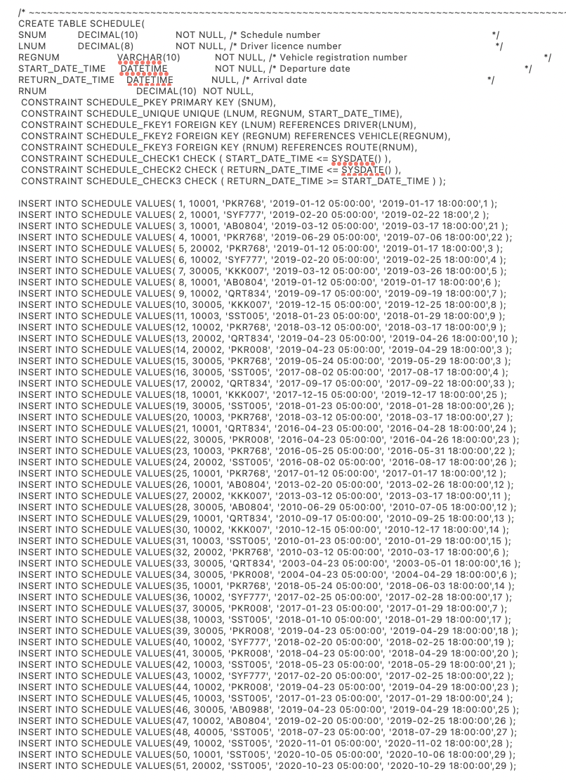 Solved *1 CREATE TABLE EMPLOYEE ENUM DECIMAL (12) NOT NULL, | Chegg.com