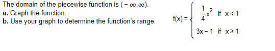 Solved The domain of the piecewise function is (-∞,∞).a. | Chegg.com