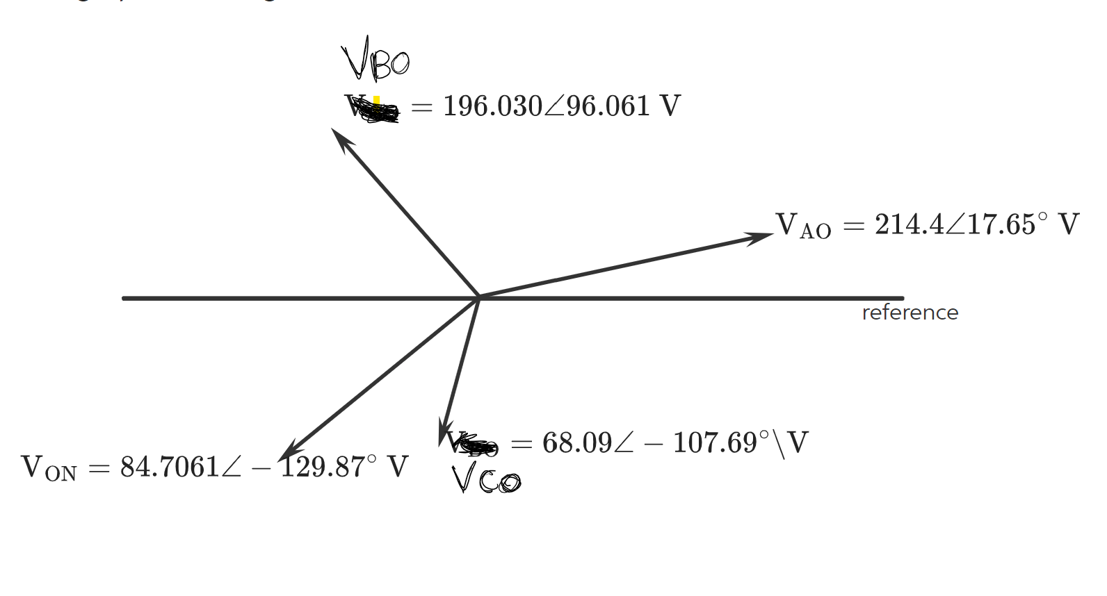 Solved 4.3 Deduce the voltages, and relabel the phasor | Chegg.com