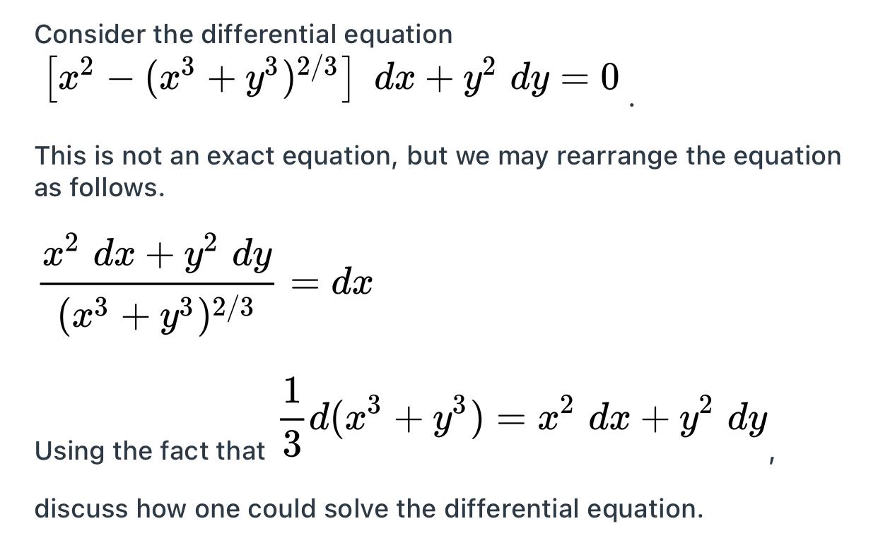 Solved Consider the differential equation 3 + = This is not | Chegg.com