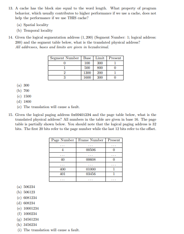 Solved 13. A cache has the block size equal to the word | Chegg.com