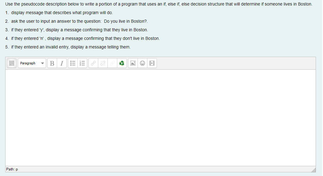 Solved Use The Pseudocode Description Below To Write A 