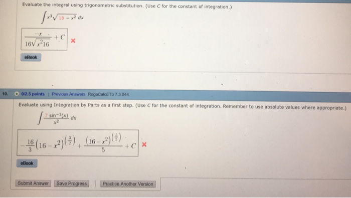 Solved Evaluate the integral using trigonometric | Chegg.com