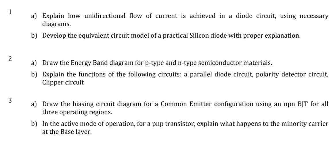 Solved 1 a) Explain how unidirectional flow of current is | Chegg.com