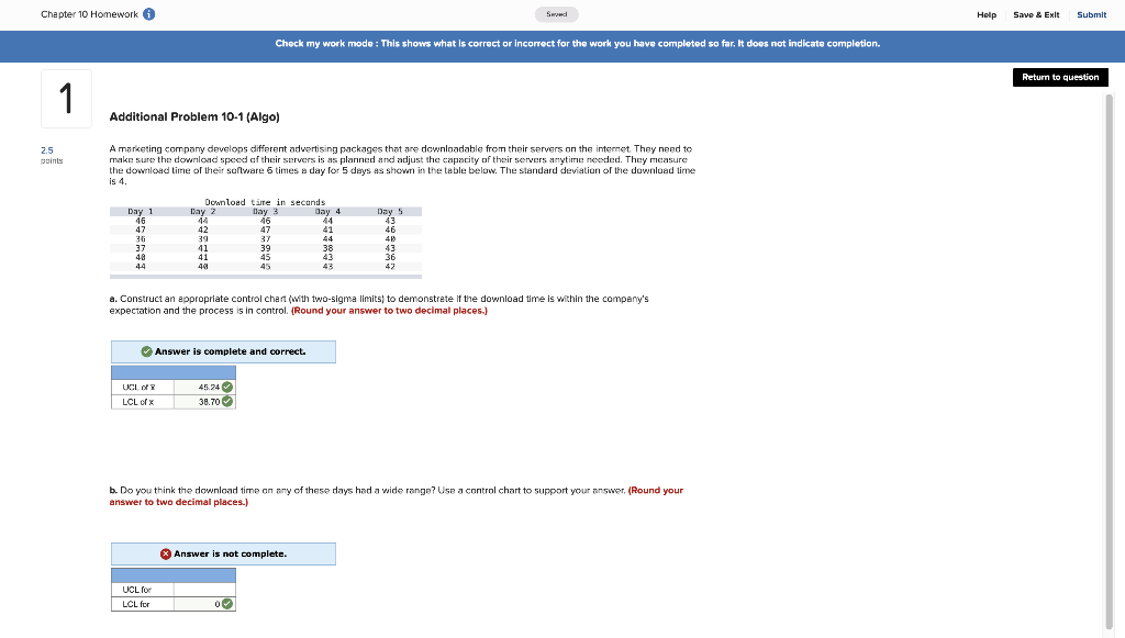 Solved Chapter 10 Homework Swed Help Save & Exit Submit | Chegg.com