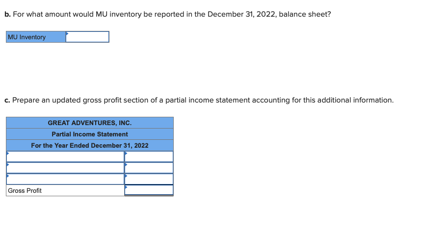 b. For what amount would MU inventory be reported | Chegg.com