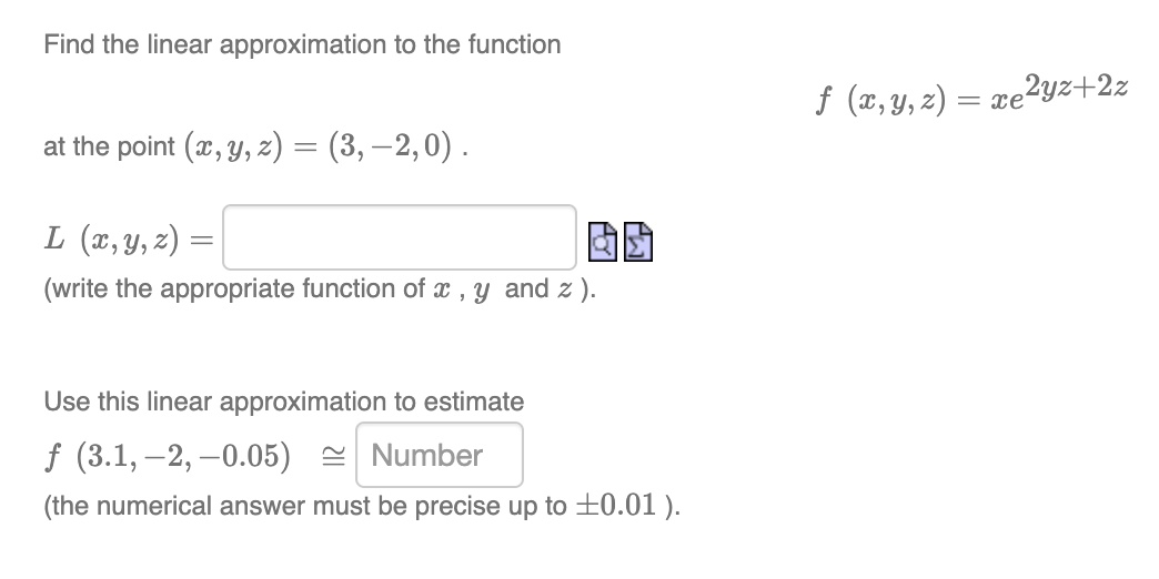 Solved Find the linear approximation to the function f (x, | Chegg.com