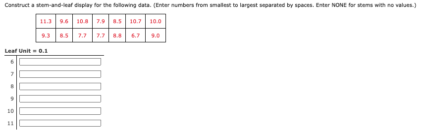 Solved Construct a stem-and-leaf display for the following | Chegg.com