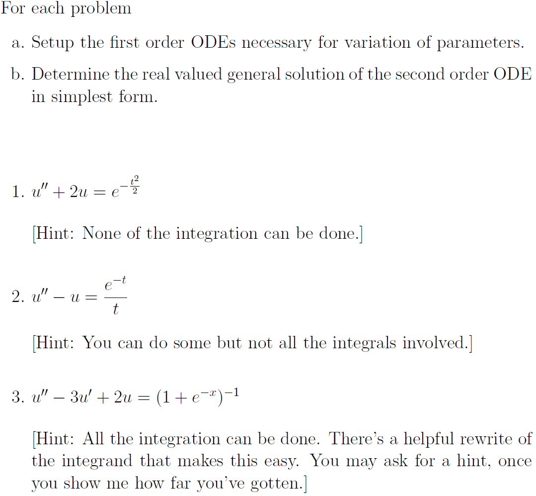 Solved For each problem a. Setup the first order ODEs | Chegg.com
