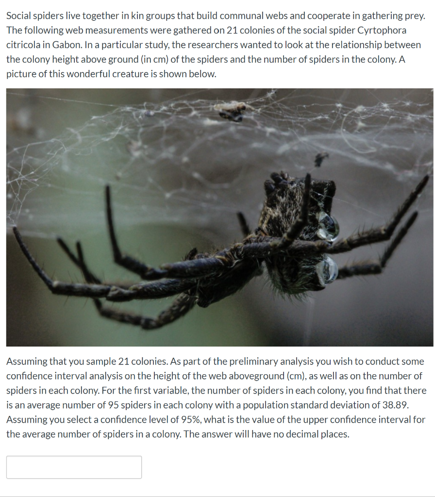 Solved Social spiders live together in kin groups that build | Chegg.com