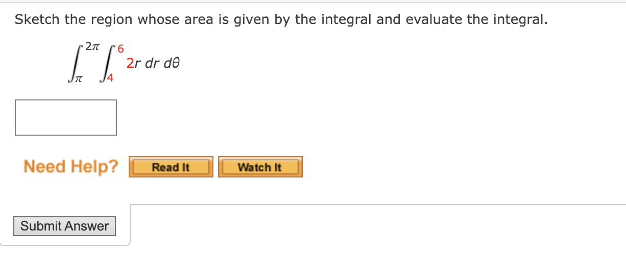 Solved Sketch the region whose area is given by the integral | Chegg.com