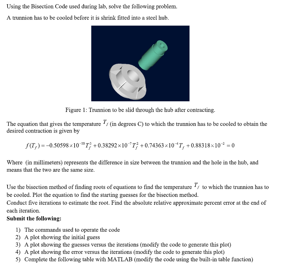 Using The Bisection Code Used During Lab Solve The