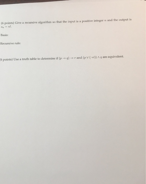 Solved 6 Points Give A Recursive Algorithm So That The