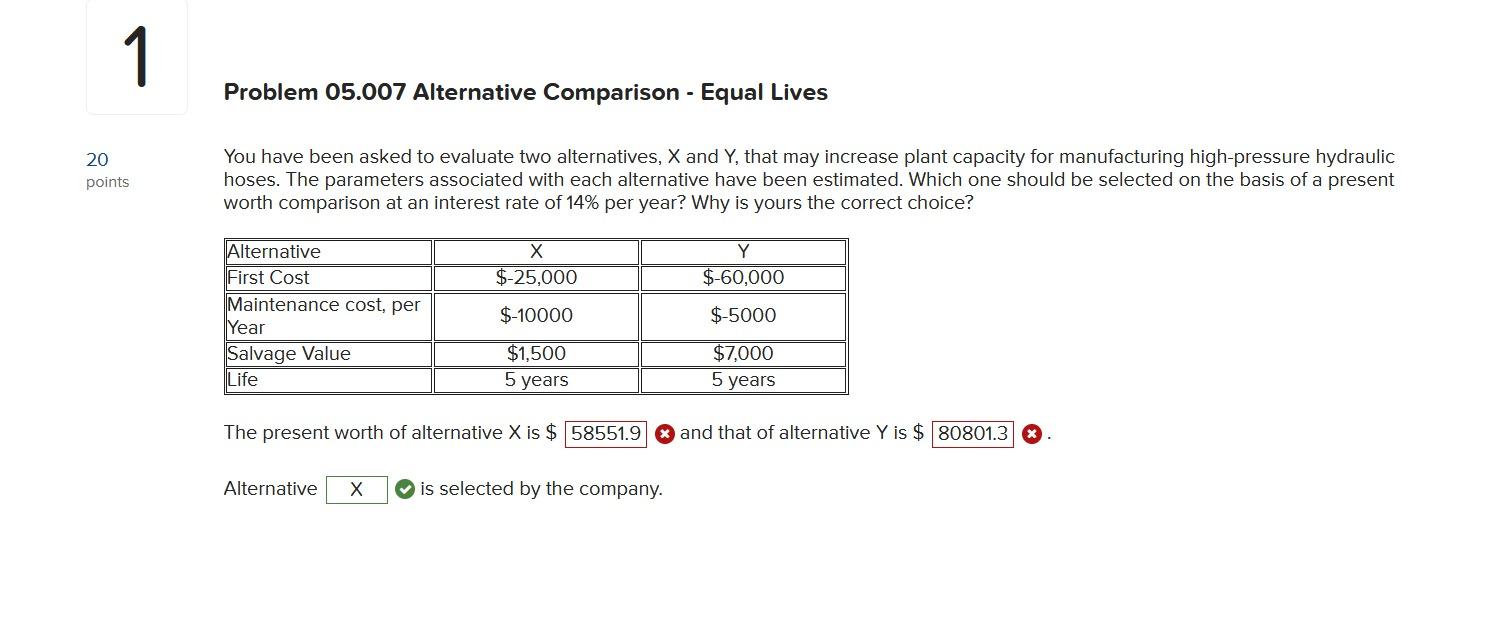 Solved You have been asked to evaluate two alternatives, X | Chegg.com