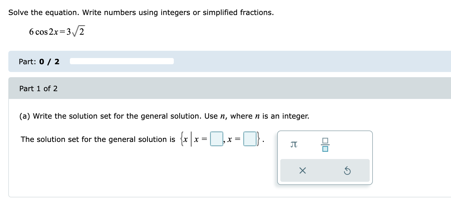 Solved Solve the equation. Write numbers using integers or | Chegg.com