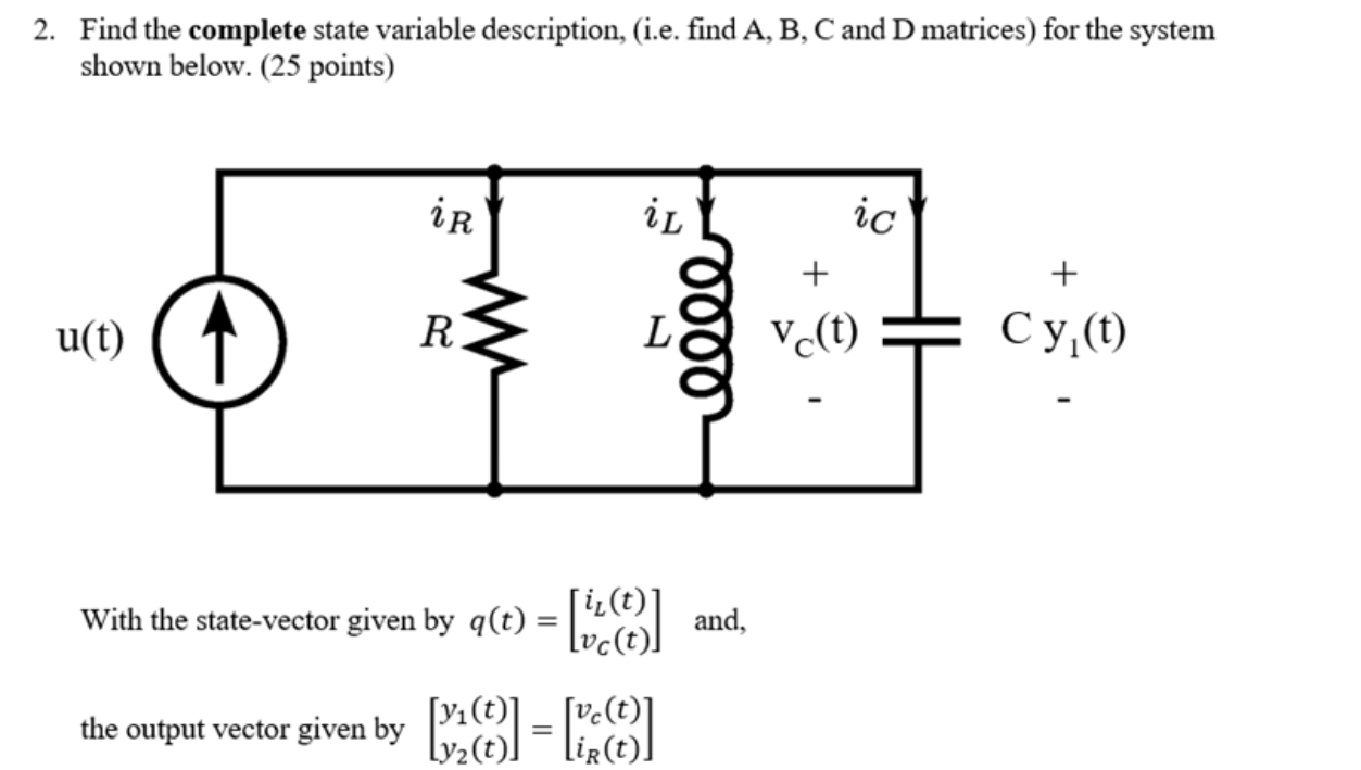 Solved 2. Find the complete state variable description, | Chegg.com