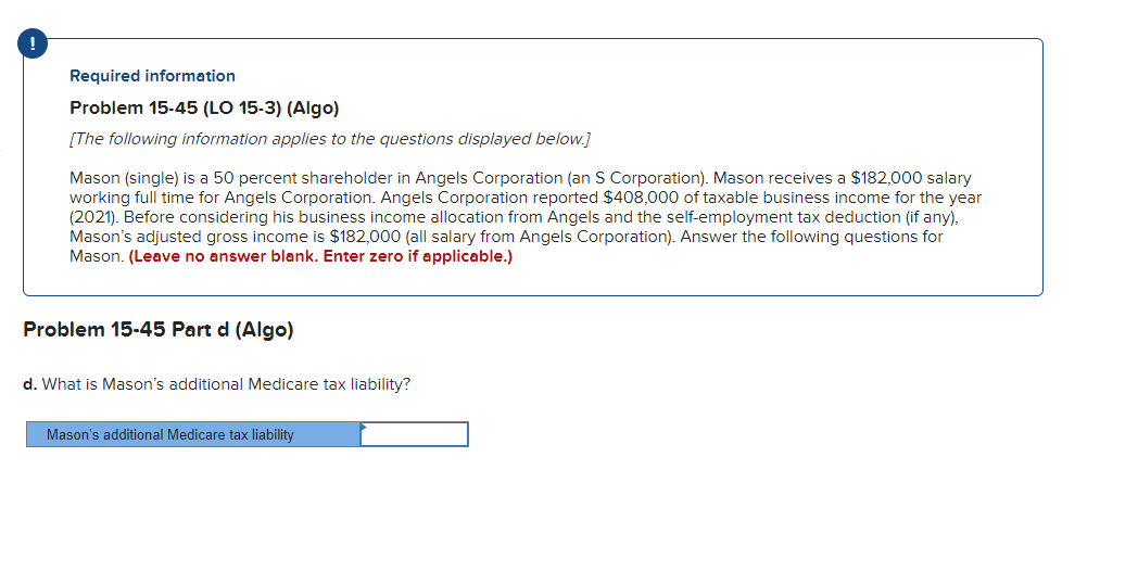 Required information Problem 15-45 (LO 15-3) (Algo) | Chegg.com
