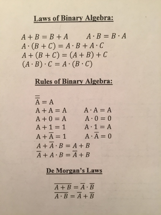 Solved Exercise 1 Using The Rules And Laws Of Boolean Chegg