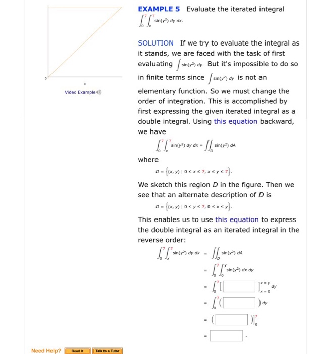 Solved EXAMPLE 5 Evaluate the iterated integral sin(y?) dy | Chegg.com