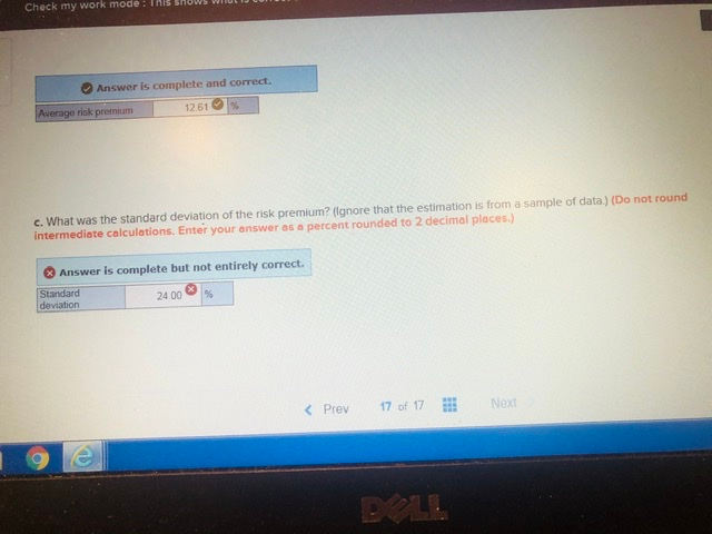 Solved Answer is complete and correct. Average risk premium | Chegg.com