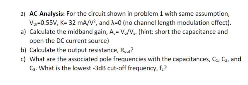 Solved 2) AC-Analysis: For the circuit shown in problem 1 | Chegg.com