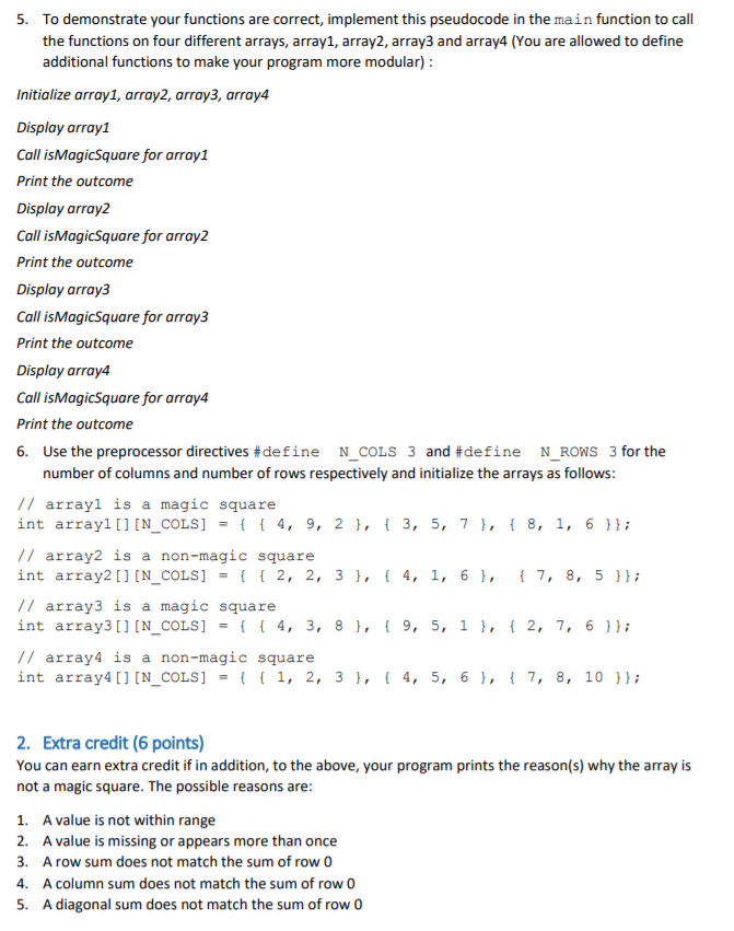 Solved HW5 (Graded out of 100) A magic square (example shown | Chegg.com