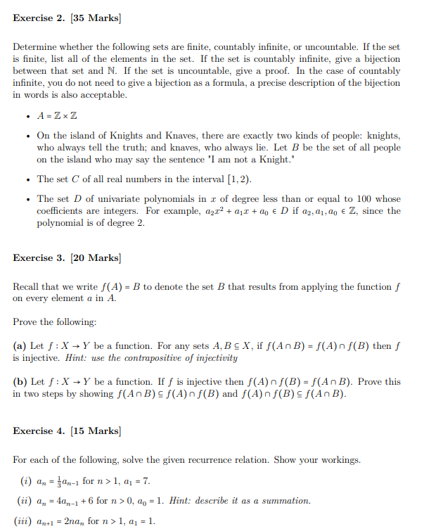Solved Determine whether the following sets are finite, | Chegg.com