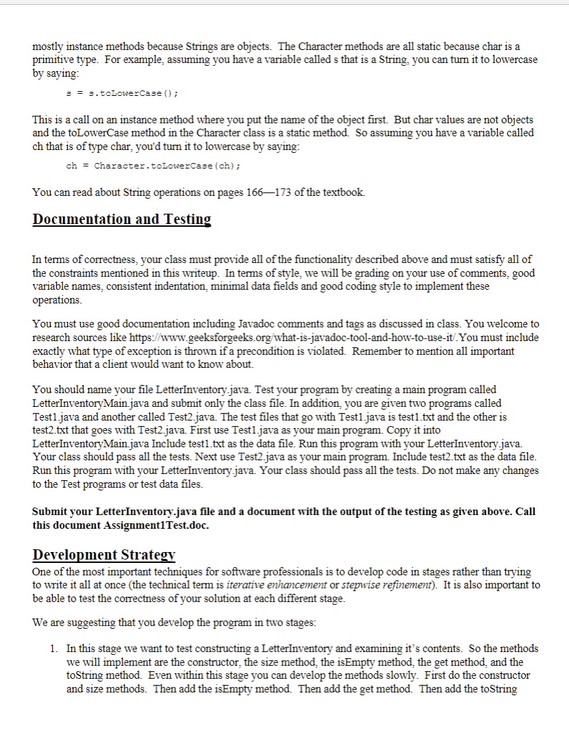 Solved You will be writing a class called LetterInventory in | Chegg.com