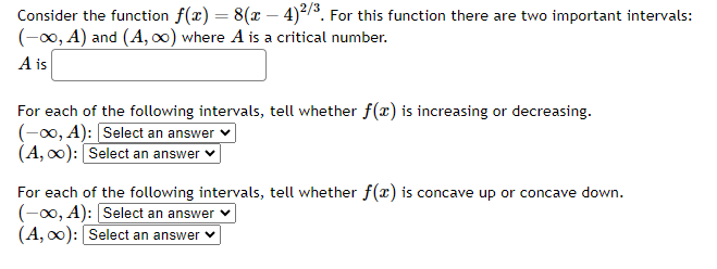 Solved Consider the function f(x)=8(x-4)23. ﻿For this | Chegg.com