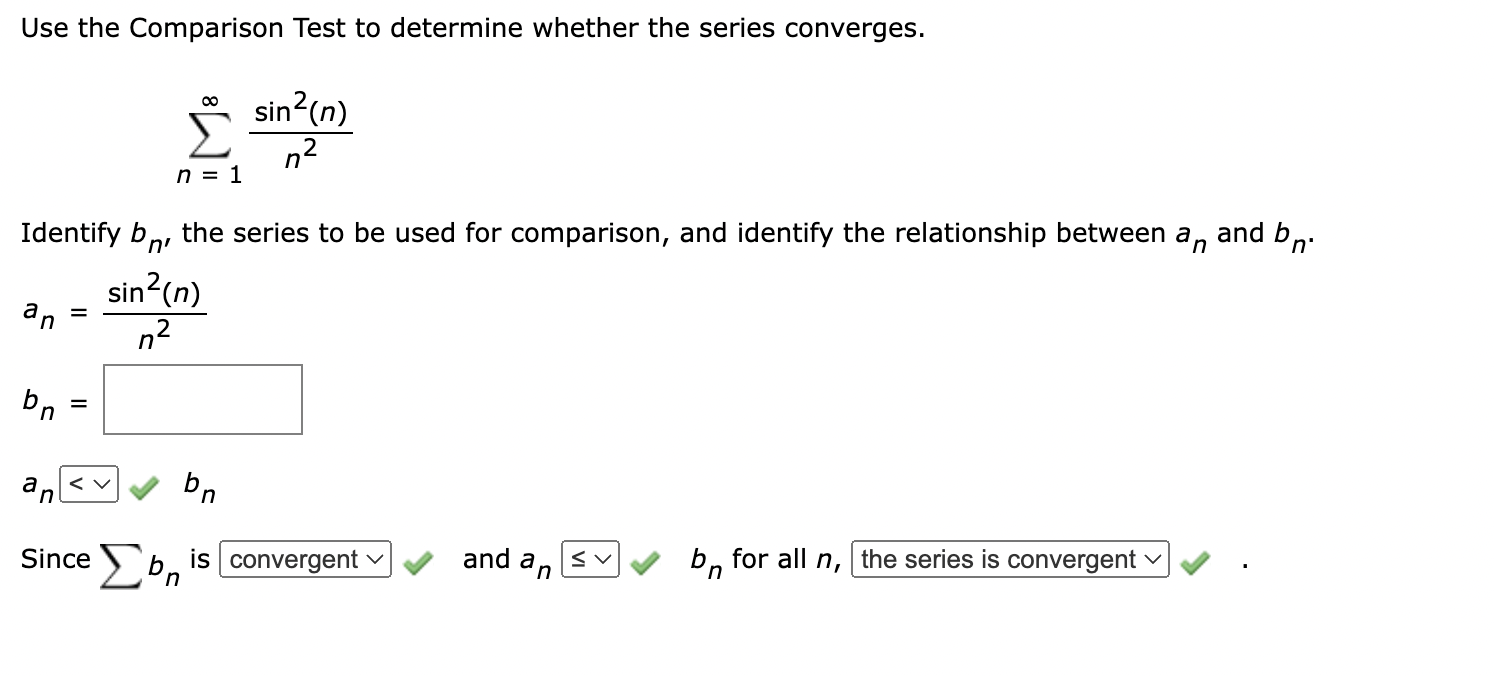 Solved Use the Comparison Test to determine whether the | Chegg.com