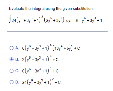 Solved Evaluate the integral using the given | Chegg.com