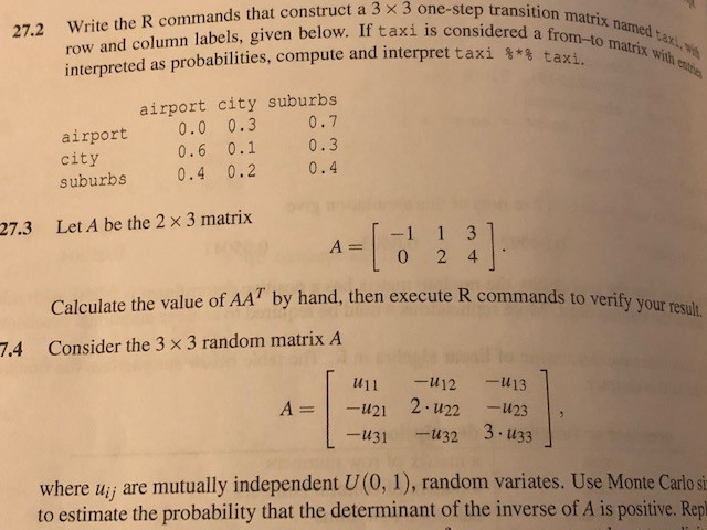 Solved 3X3 one-step transition matrix na is named at 27.2 | Chegg.com