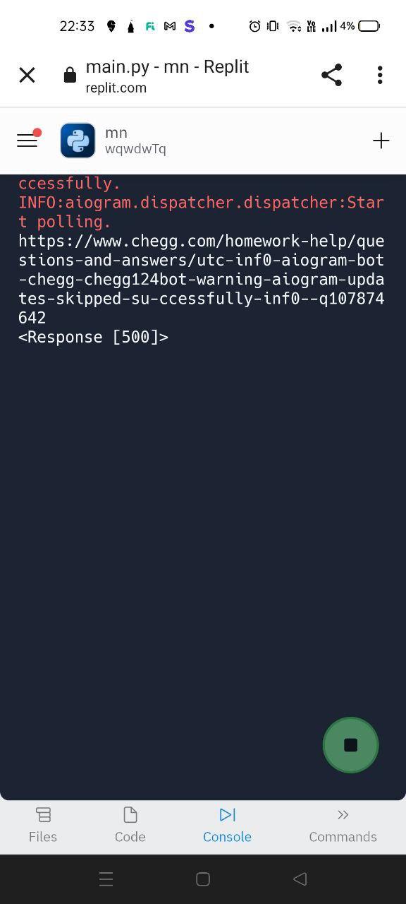 ccessfully. INF0:aiogram.dispatcher. dispatcher:Star | Chegg.com