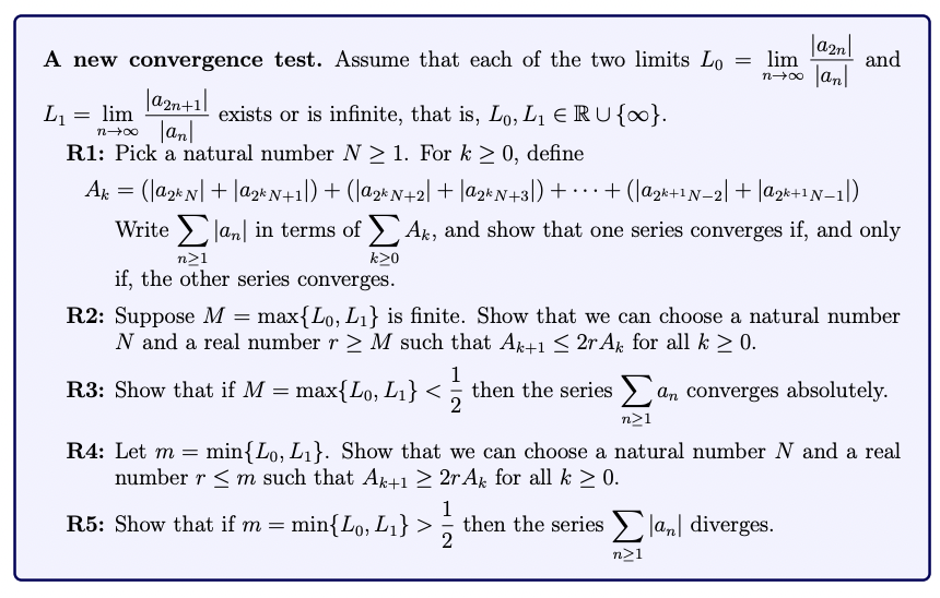 Solved 2. A VARIATION ON THE RATIO TEST The standard | Chegg.com