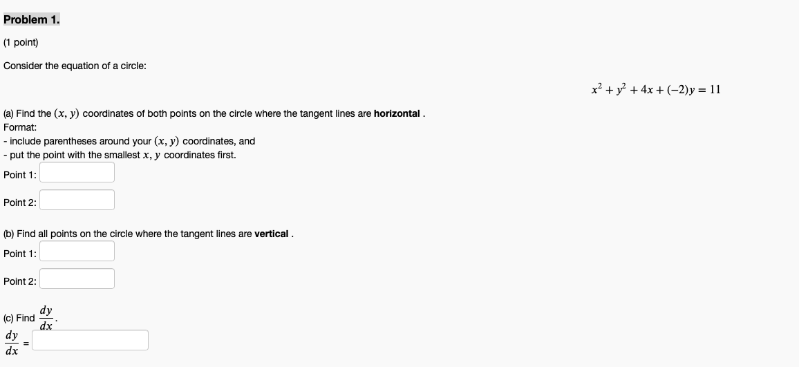 Solved Problem 1. (1 point) Consider the equation of a | Chegg.com