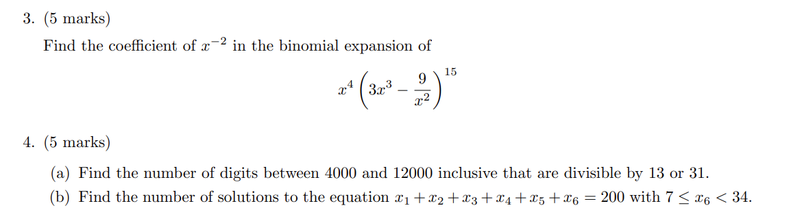 Solved 3. (5 marks) Find the coefficient of x-2 in the | Chegg.com