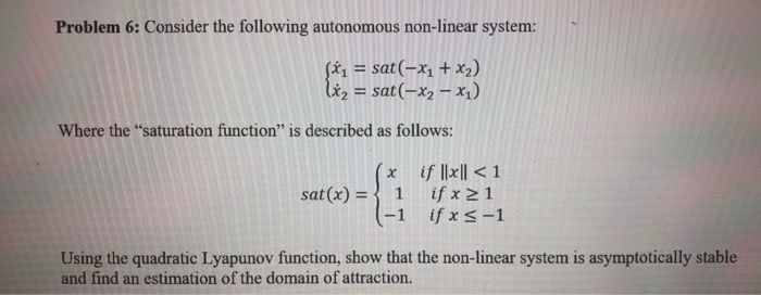 Solved Problem 6: Consider the following autonomous | Chegg.com