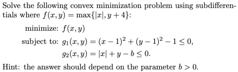 Solved = Solve the following convex minimization problem | Chegg.com